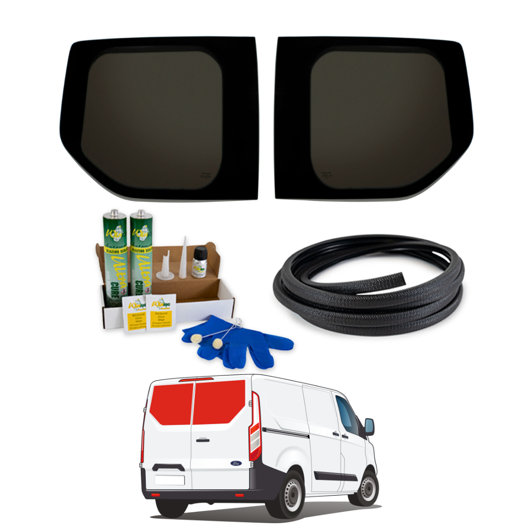 Barn Door Windows Ford Transit Custom 2013+ with FREE Fitting Kit
