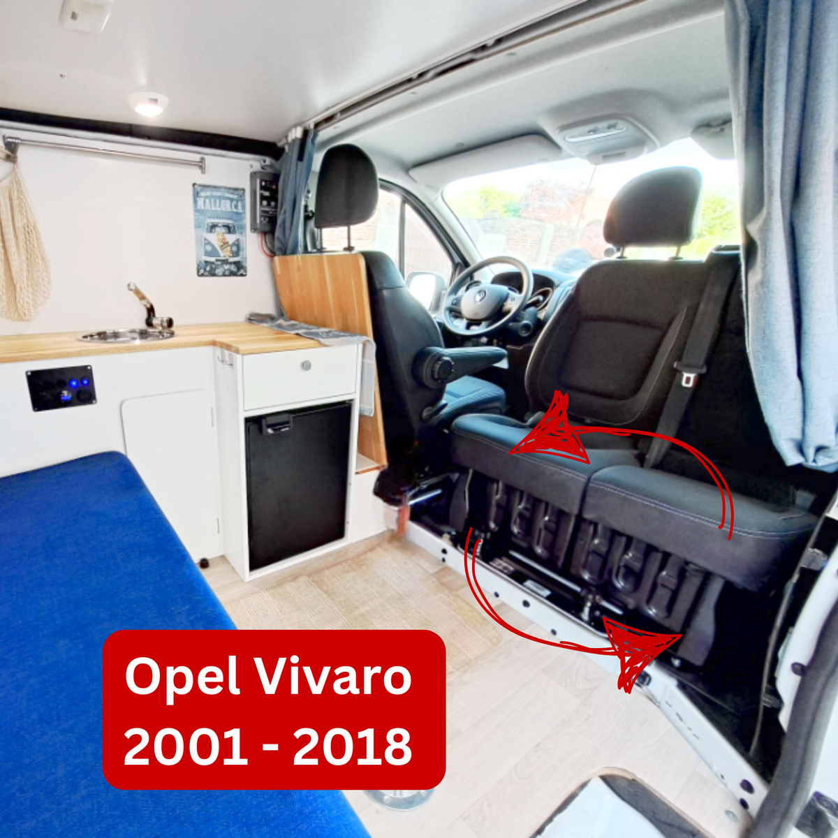 Opel Vivaro B X82 (2014-2018) Kiravans Double Passenger Seat Swivel
